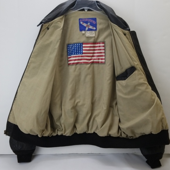AIRBORNE | Jackets & Coats | Vintage Airborne Mens Leather Jacket ...